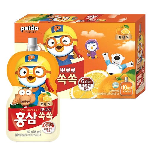 Paldo, Pororo Red Ginseng Drink Orange 100ml – Ok Mart